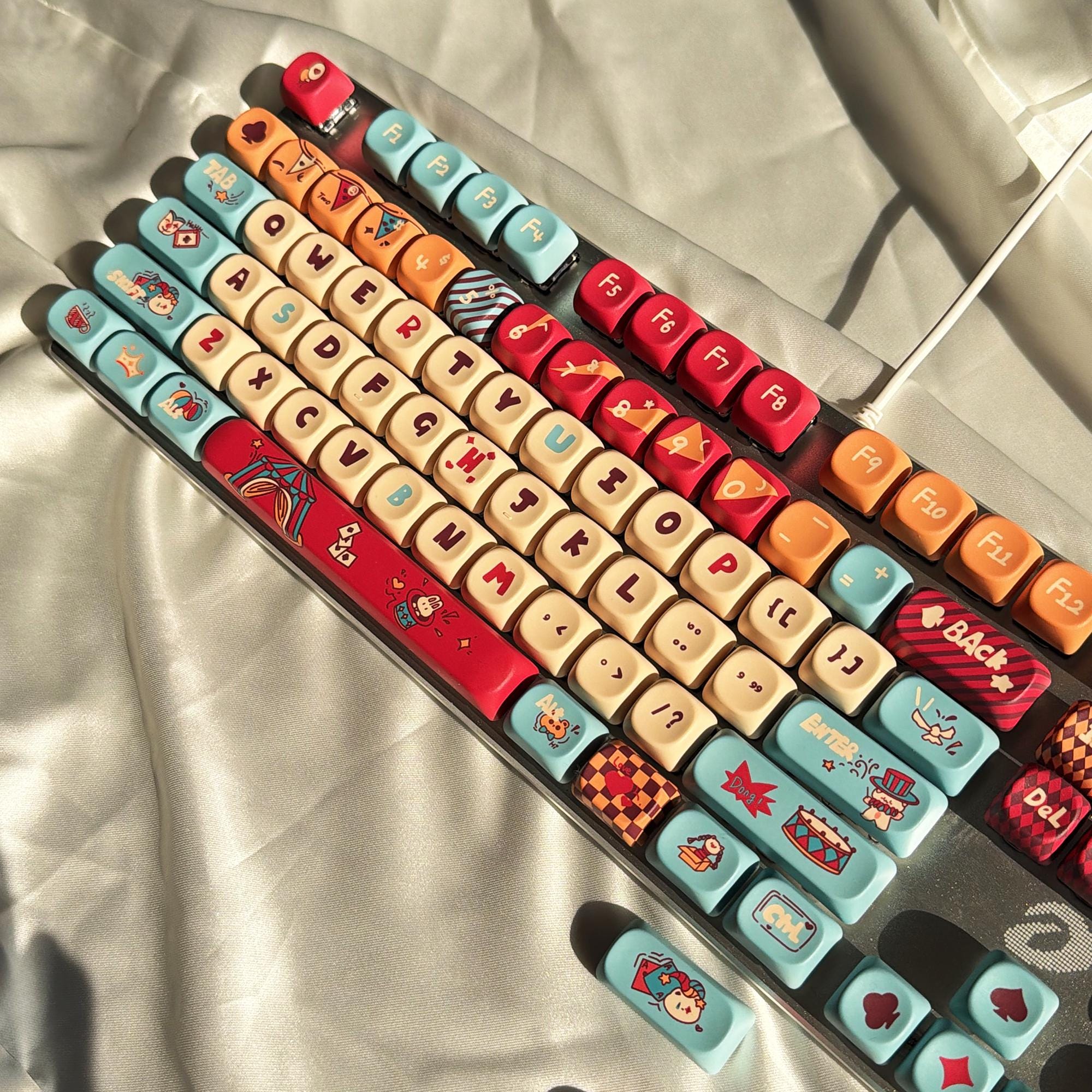 Colorful Circus Theme Keycap Set – Cute Handmade PBT Keycaps, 140 Keys ...