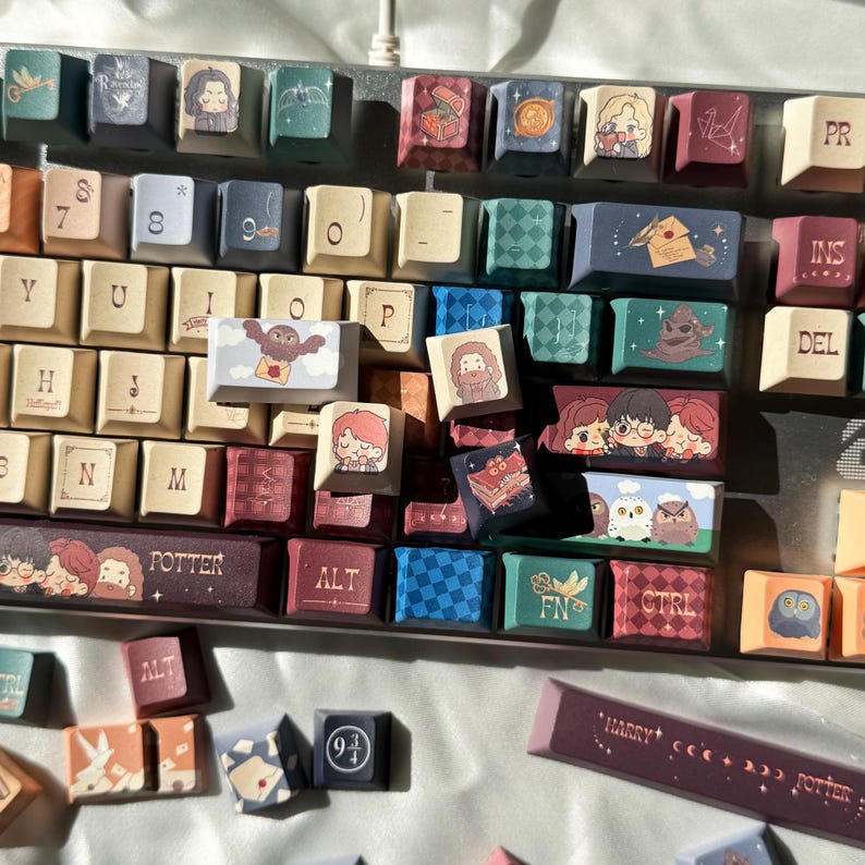 130-key Harry Potter Owl Keycap Set | Vintage Wizard Theme PBT Dye ...