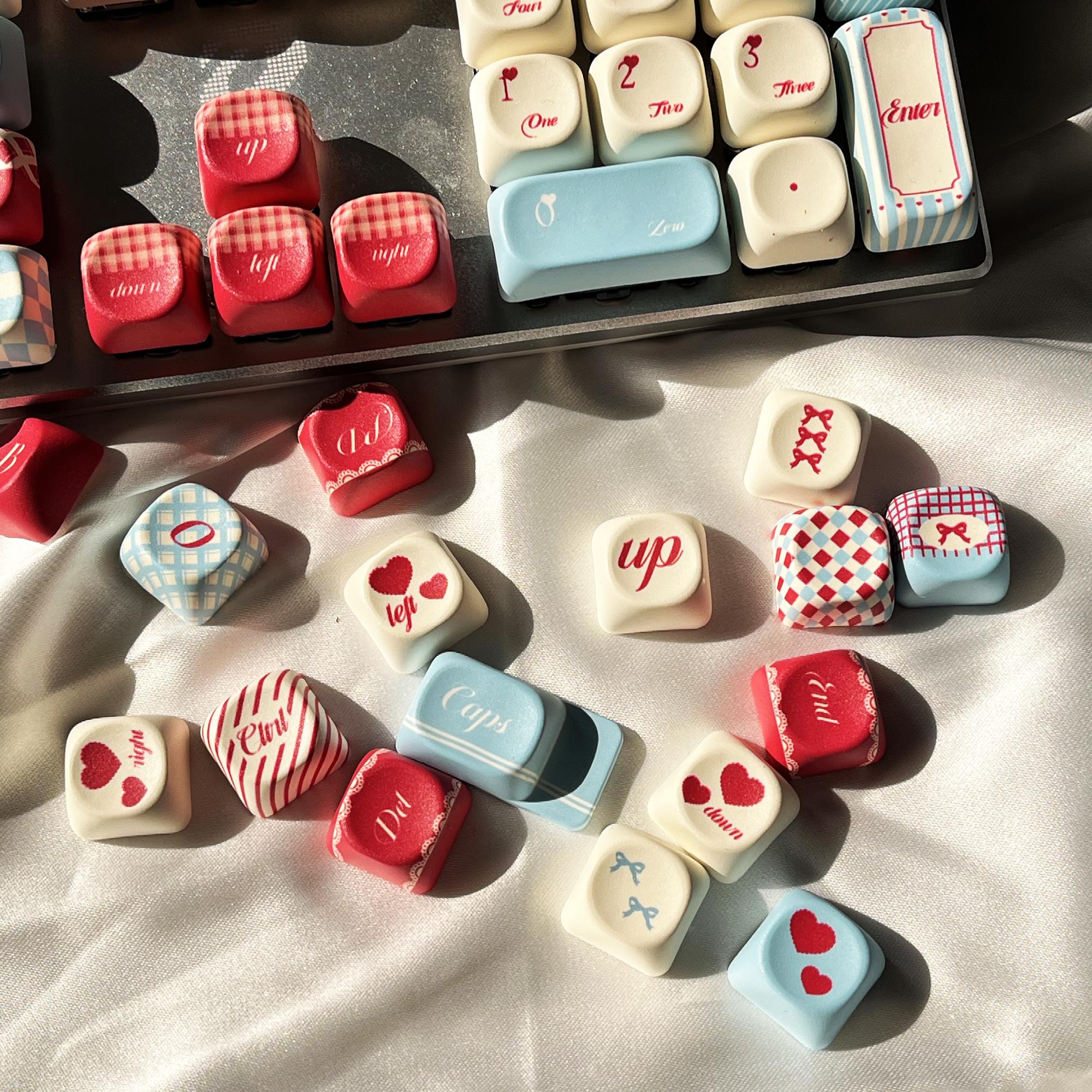 132-key Pink Heart Keycap Set | Cute Valentine Keyboard Caps| Handmade ...