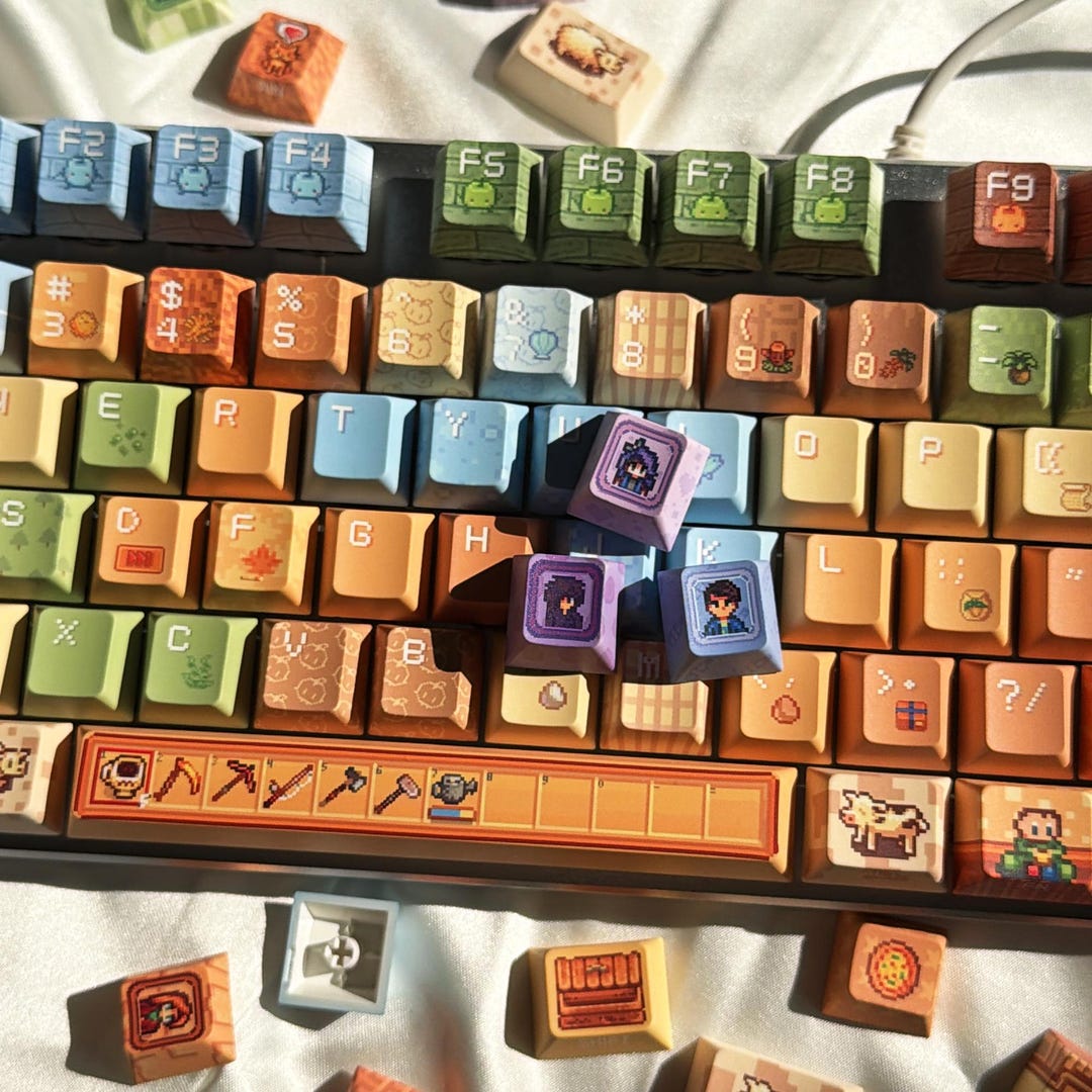 Anime Mosaic Keycap Set|handmade Gradient Green Artisan Keycaps|vibrant ...