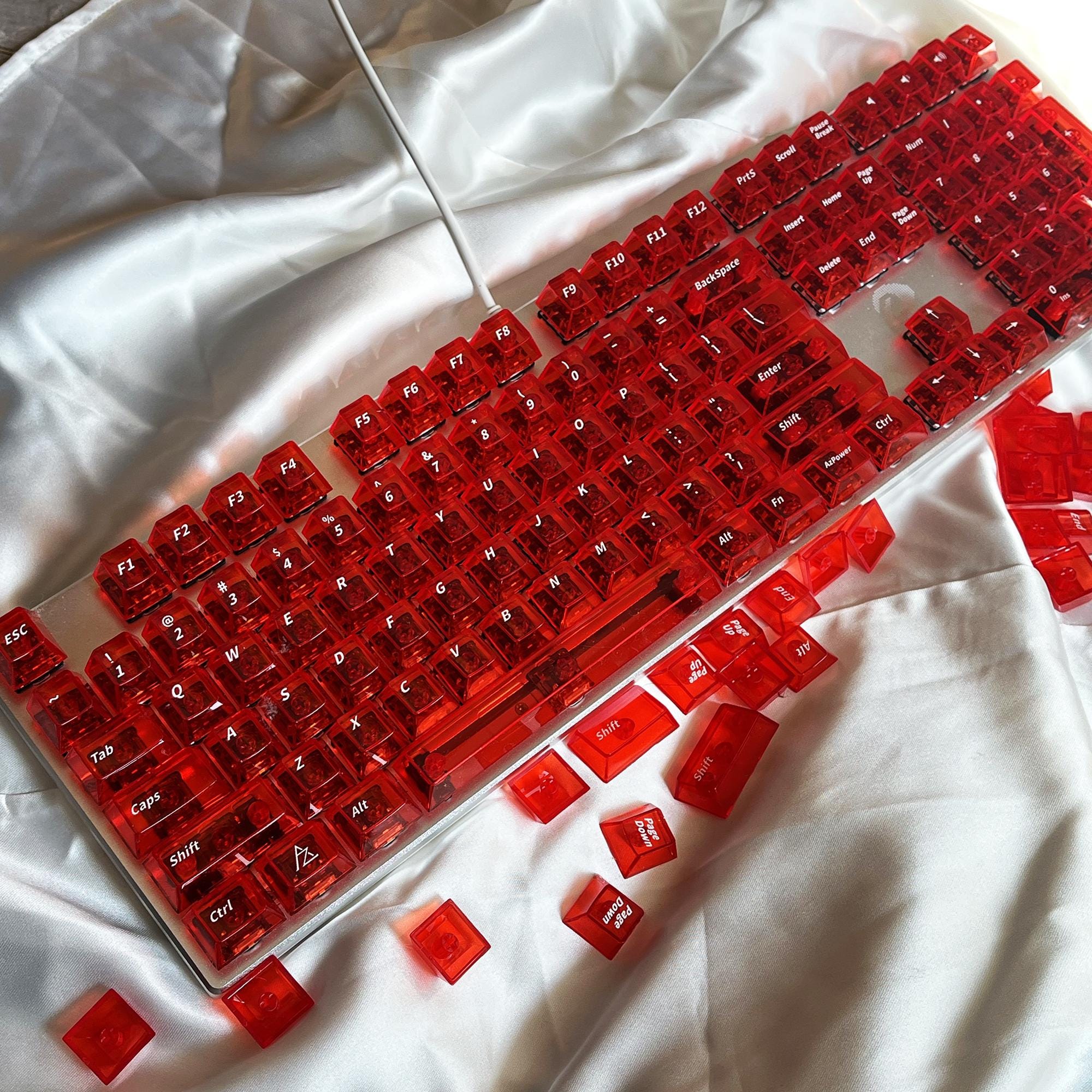 Handmade Transparent Red Jelly Keycap Set - 132 PBT + PC Keycaps ...