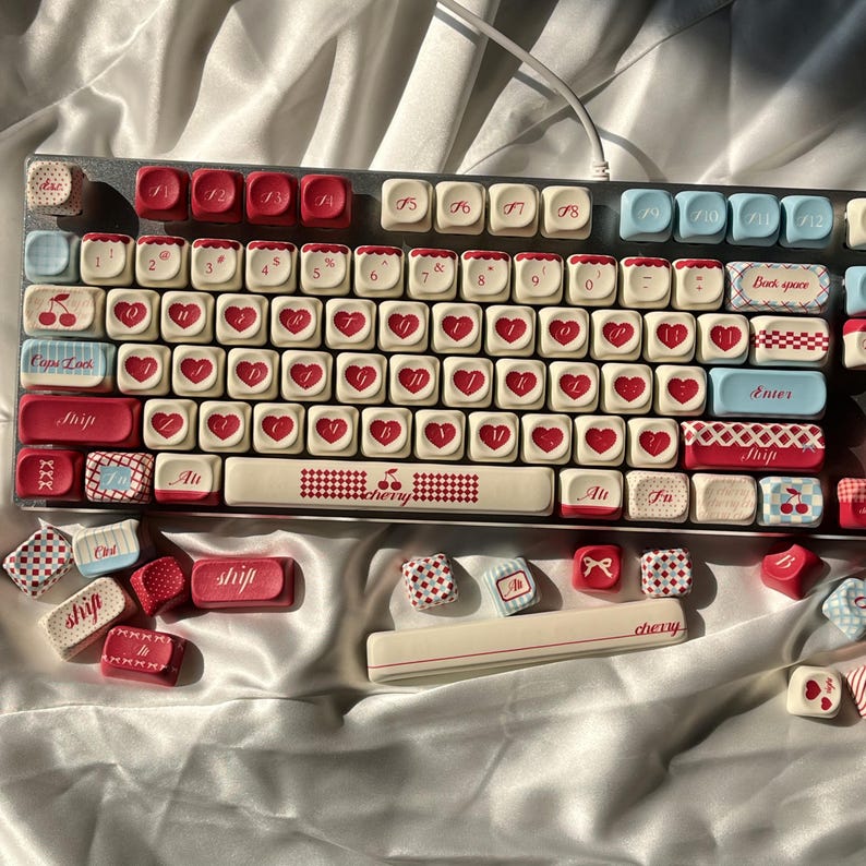 132-key Pink Heart Keycap Set | Cute Valentine Keyboard Caps| Handmade ...