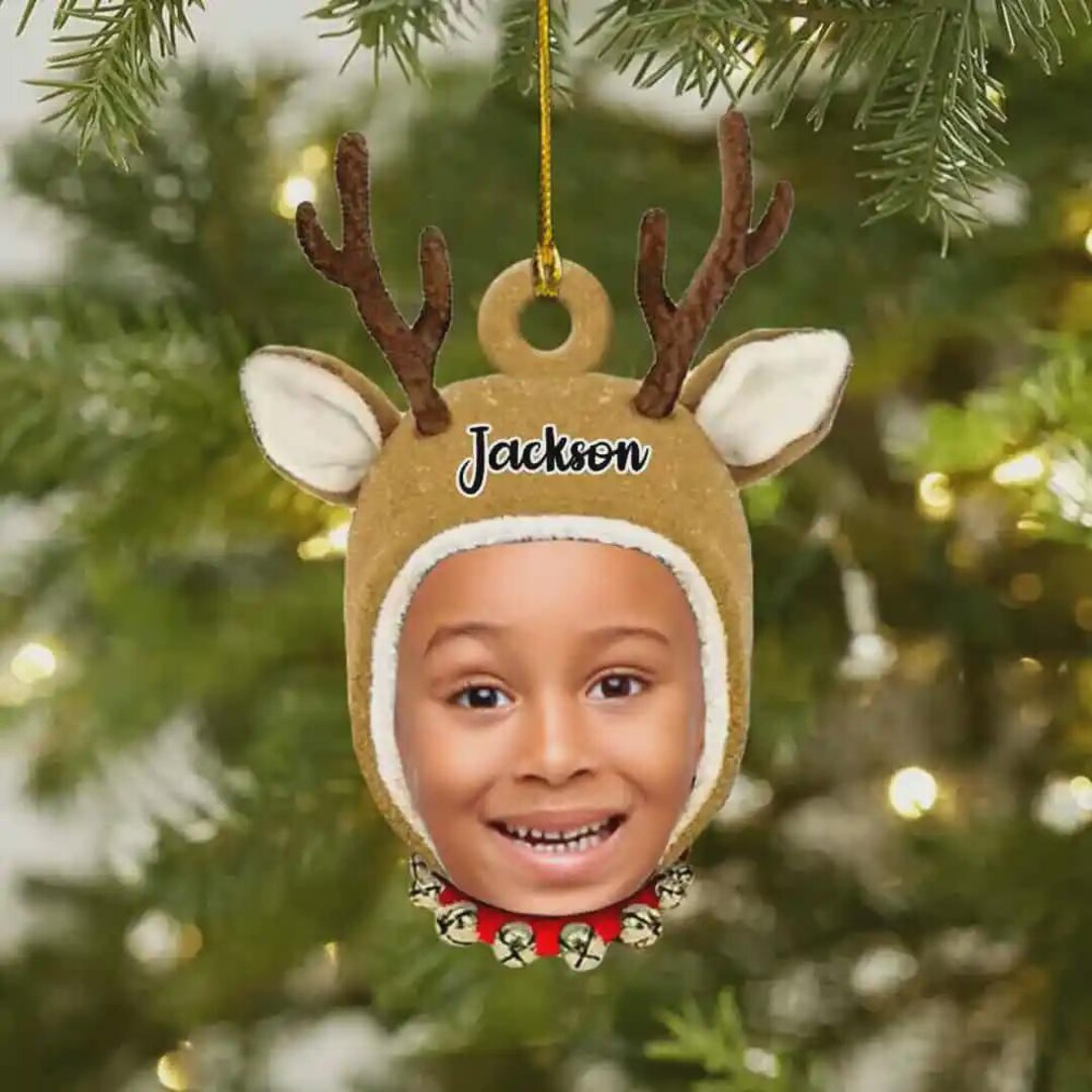 Custom Photo, Lovely Reindeer Face Personalized Ornament - Etsy