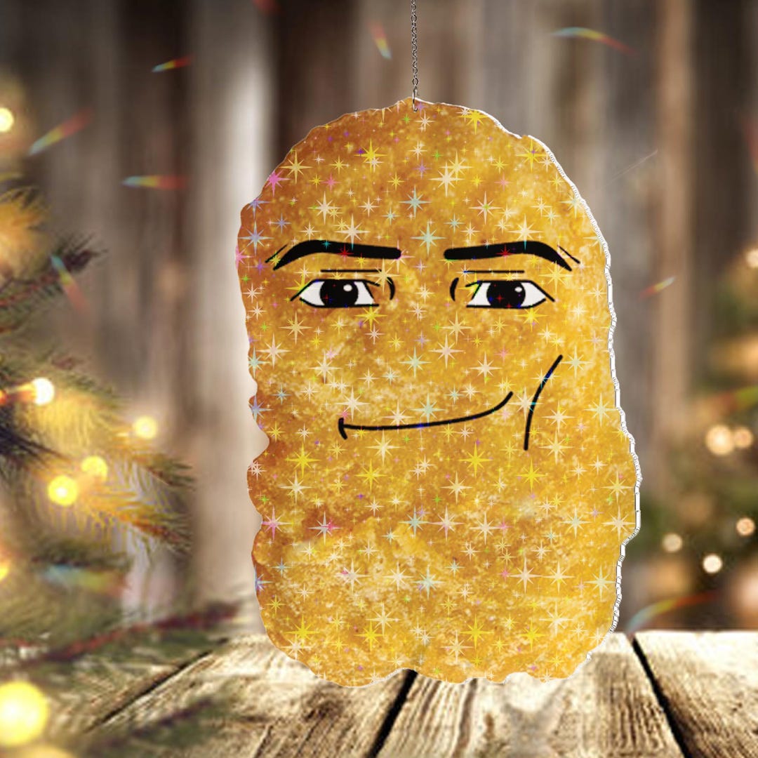 Holographic Chicken Nugget Meme Ornament, Funny Internet Meme Christmas ...