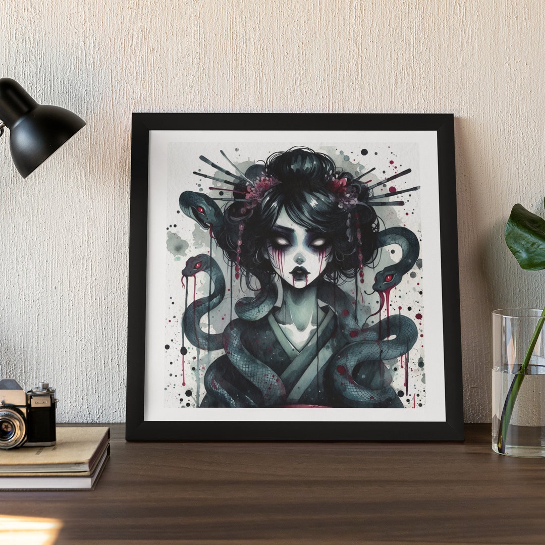 Tsuchinoko - Artwork Print (21cm X 20cm) - Yokai Snake Geisha ...