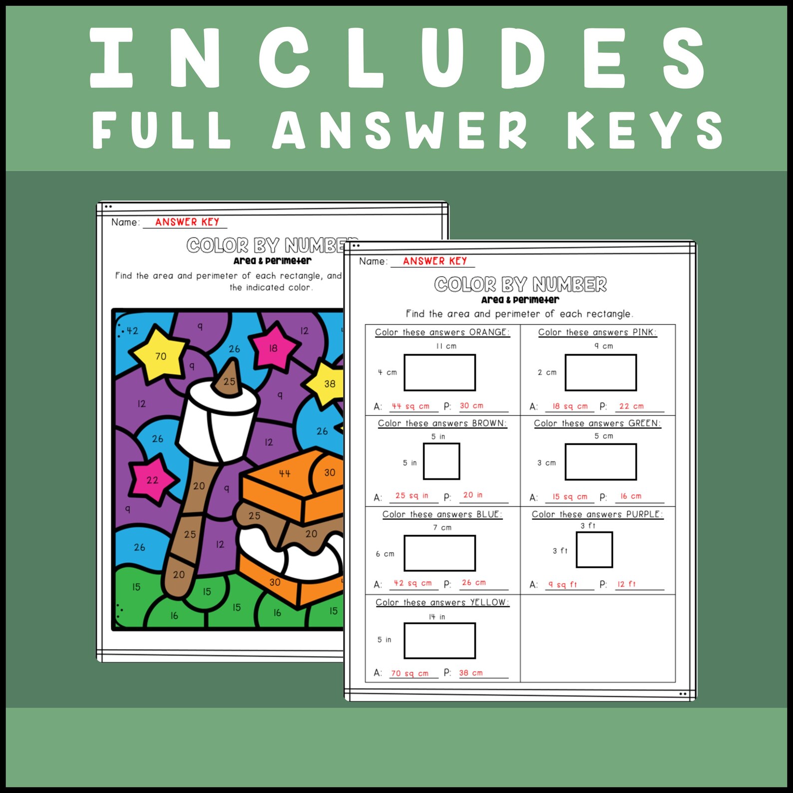 4th Grade Camping Math Color by Number Code| 6 Camping Day Math ...