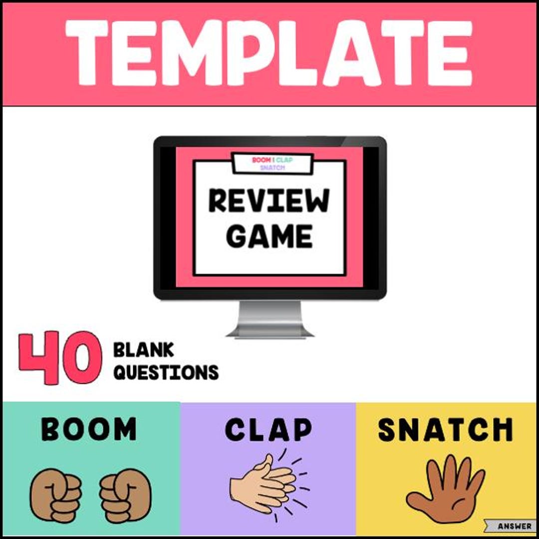 TEMPLATE Digital Boom Clap Snatch Review Game Editable Test Prep ...