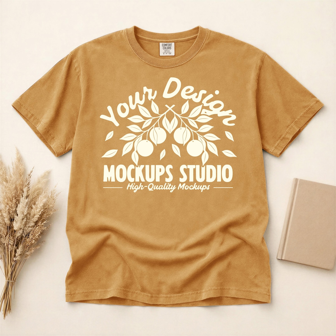 Mustard Comfort Colors C1717 Tshirt Flat Lay Mockup | CC 1717 Boho ...