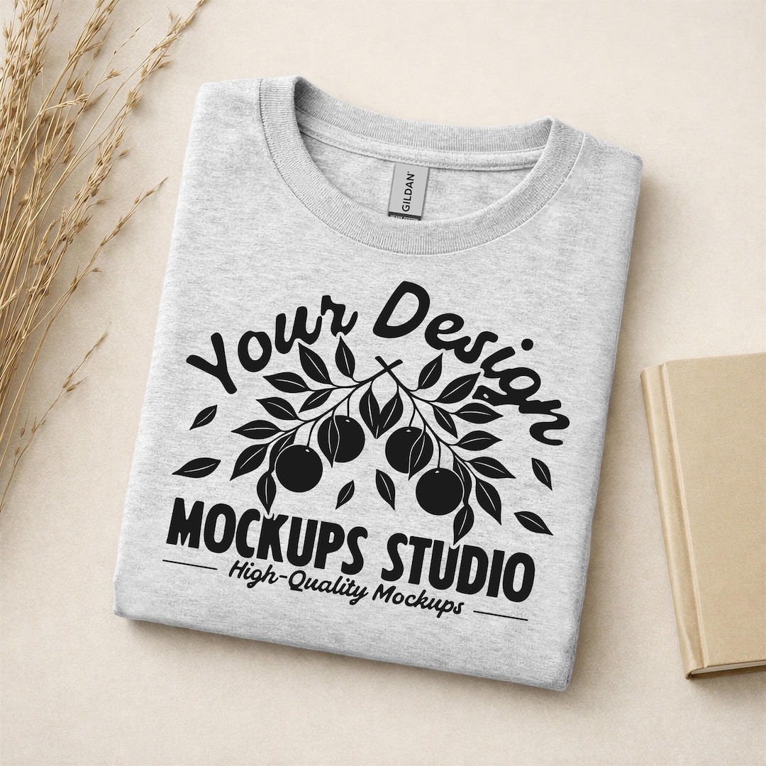 Ash Gildan 5000 Flat Lay Folded T-shirt Mockup | G500 Shirt Mock-up ...