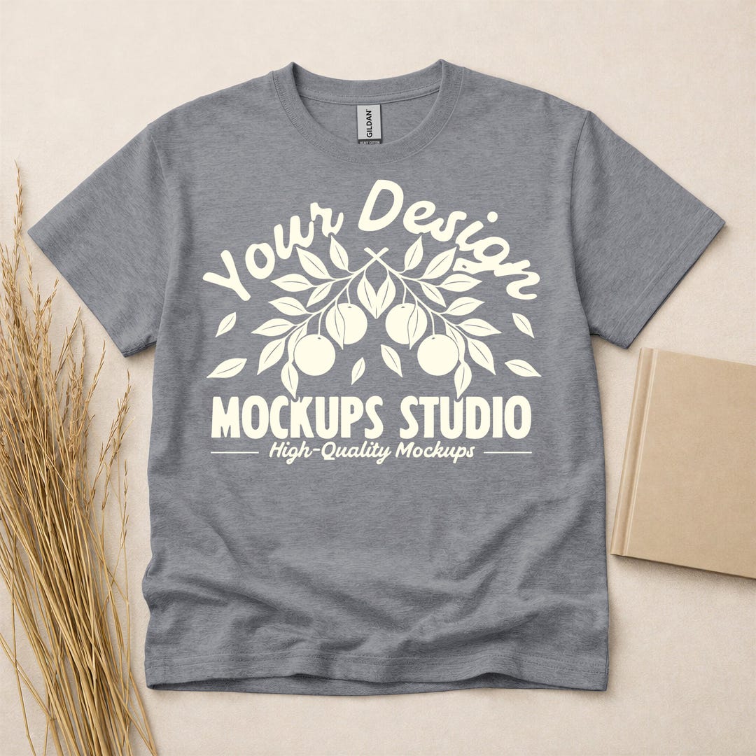 Graphite Gildan 5000 Flat Lay Unfolded T-shirt Mockup | G500 Shirt Mock ...