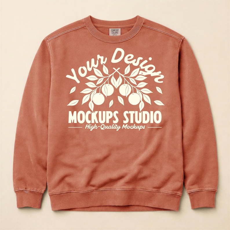 Terracotta Comfort Colors C1566 Sweatshirt Mockup | C1566 Crewneck Flat ...