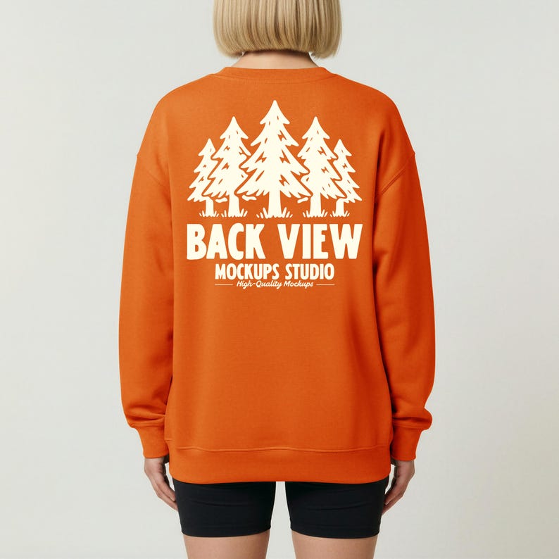 Orange Gildan 18000 Sweatshirt Mockup | G180 Front & Back on Model ...