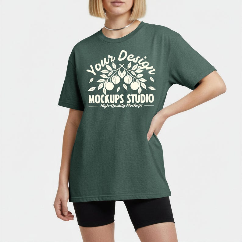 Heather Forest Bella Canvas 3001 T-shirt Mockup on Model | BC3001 Shirt ...