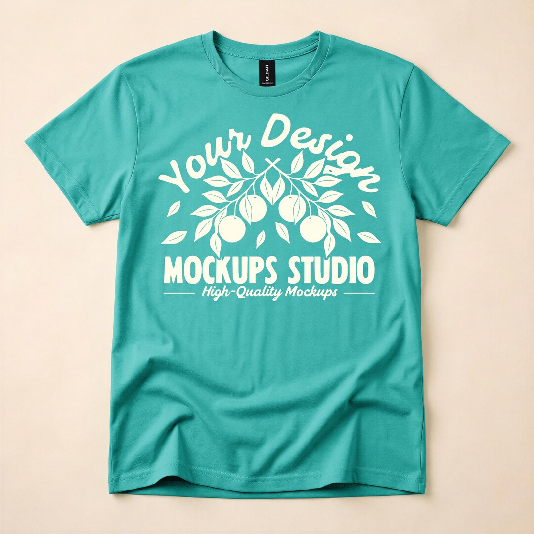 Jade Dome Gildan 64000 Flat Lay Unfolded T-shirt Mockup | G640 Shirt ...