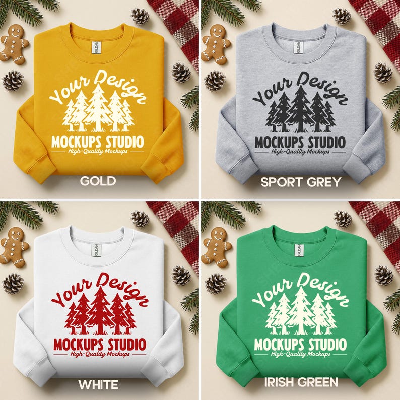30X Gildan 18000 Christmas Sweatshirt Mockup Bundle | G180 Crewneck ...