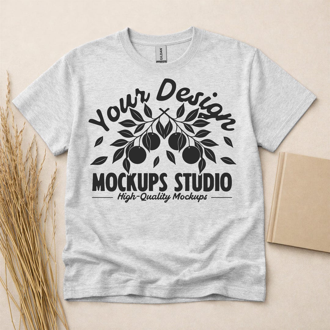 Ash Gildan 5000 Flat Lay Unfolded T-shirt Mockup | G500 Shirt Mock-up ...