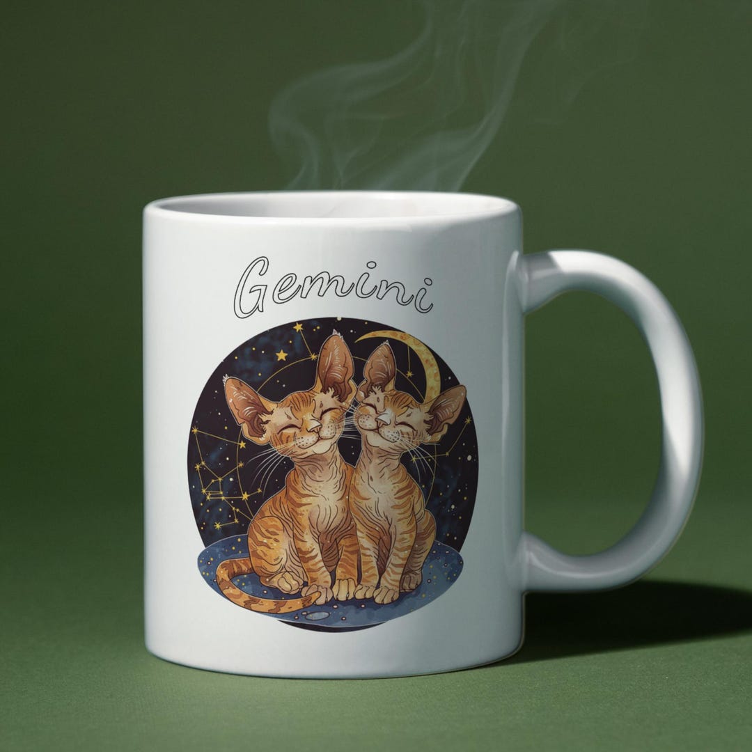Gemini Zodiac Cat PNG, Cute Gemini Cat Digital File for T-shirt, Mug ...