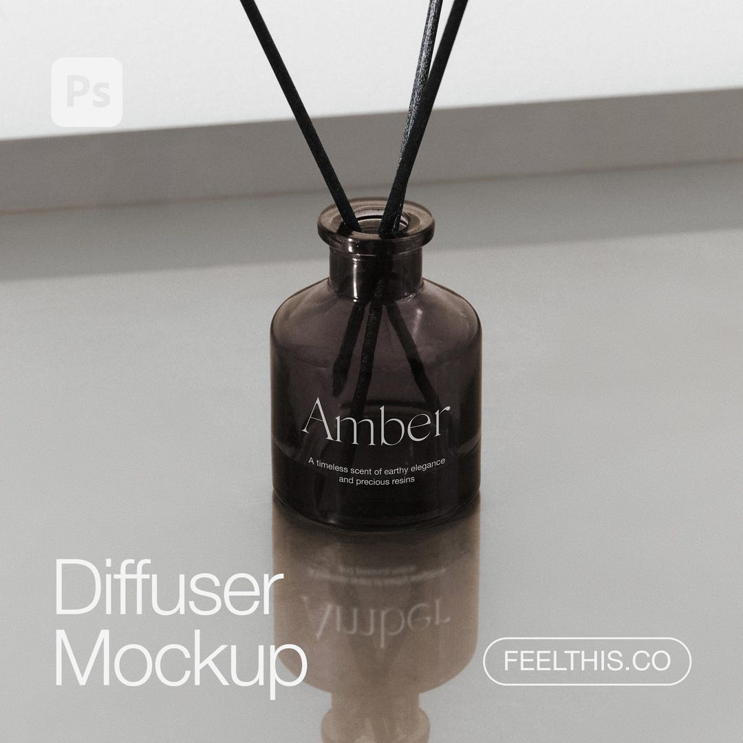 Glass Bottle Diffuser Mockup for Photoshop | Editable Perfume ...