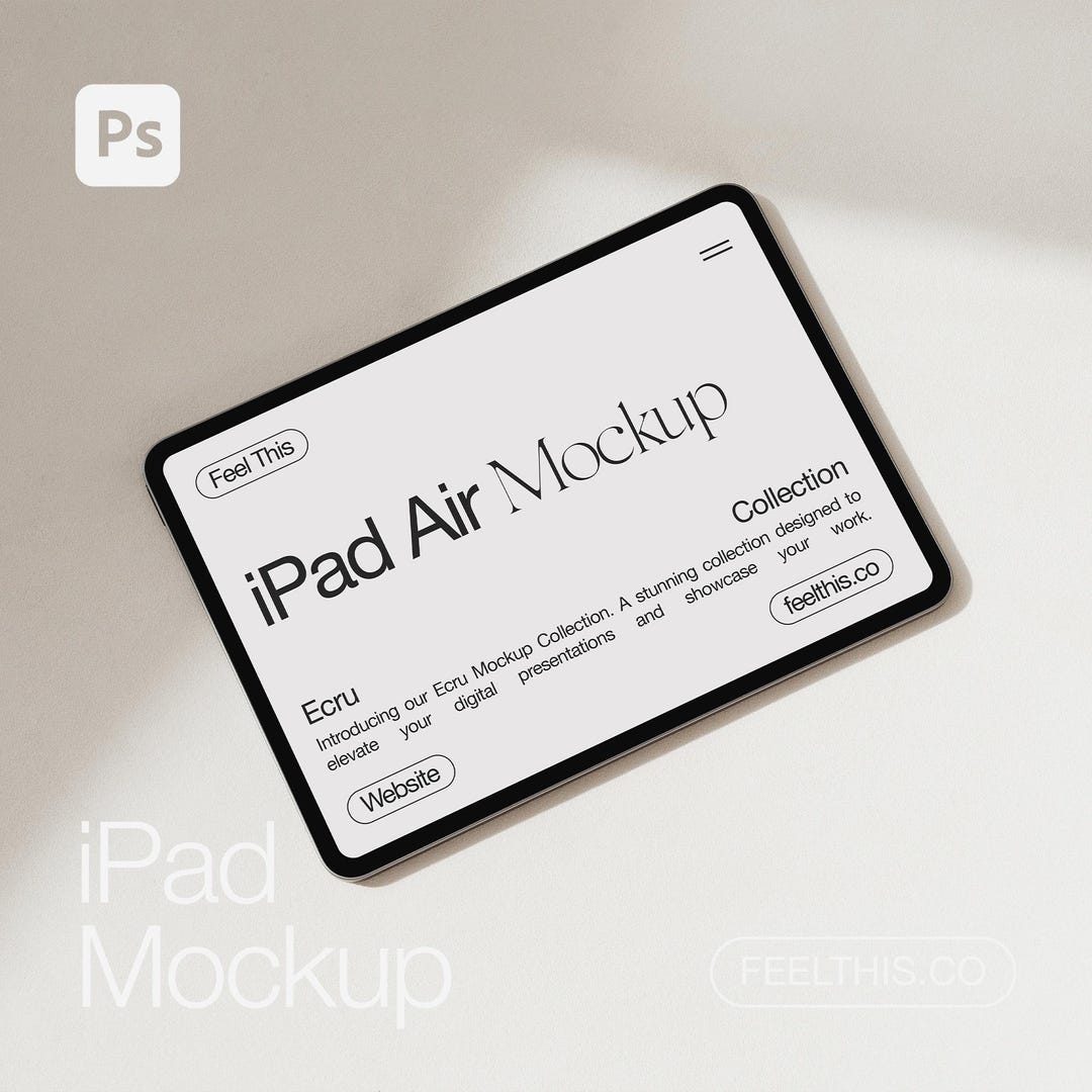 IPad Mockup PSD, Minimalist Tablet Display on Sofa, Neutral Shadow ...