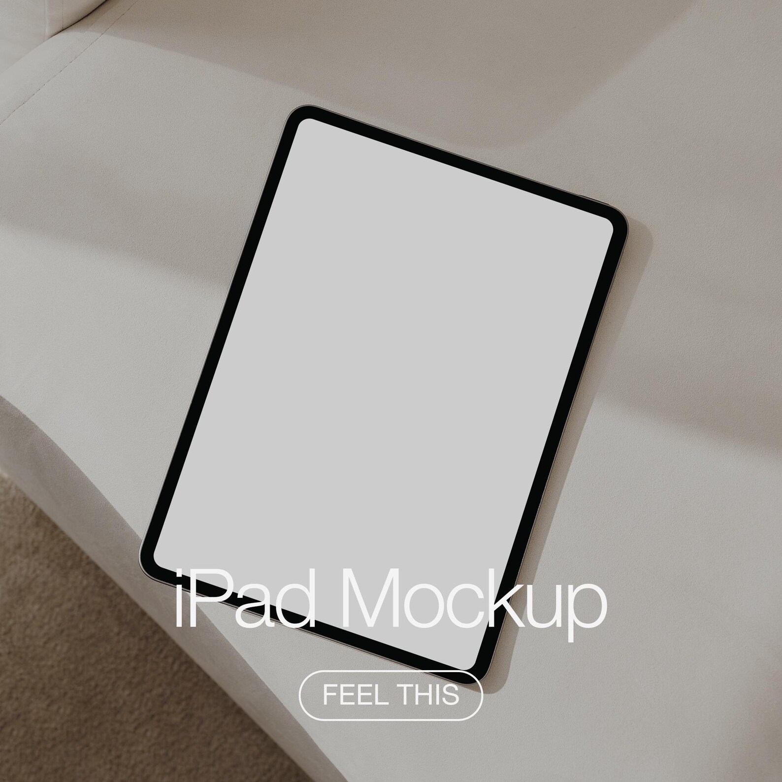 IPad Mockup PSD, Minimalist Tablet Display on Sofa, Neutral Shadow ...