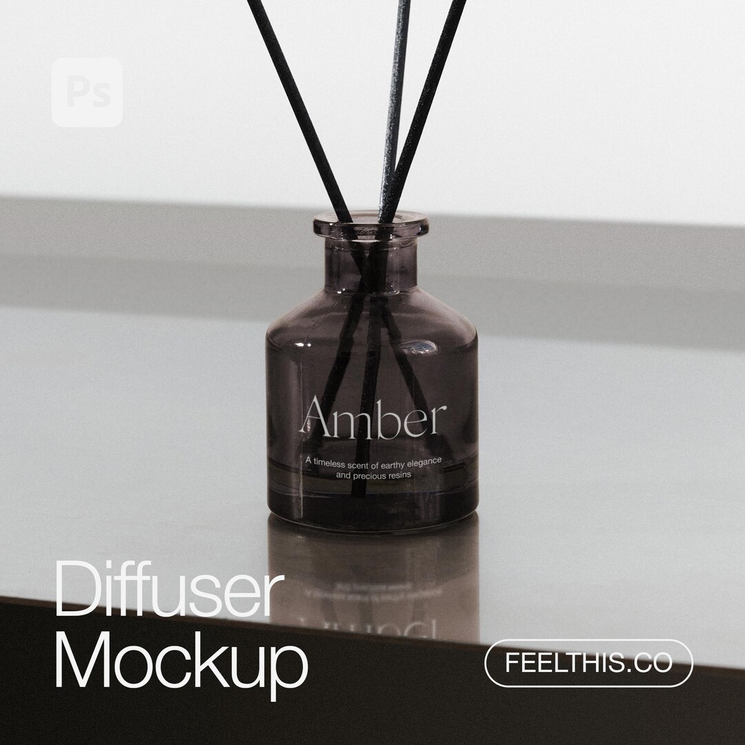 Glass Bottle Diffuser Mockup for Photoshop | Editable Perfume ...