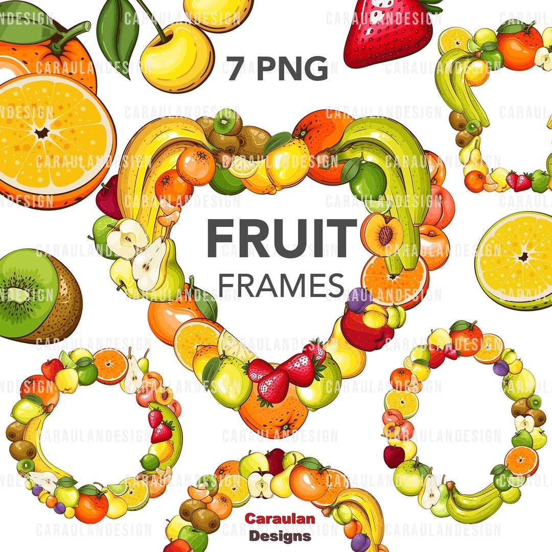 Fruits Clipart Set: Tropical & Citrus PNG Graphics (digital Download ...
