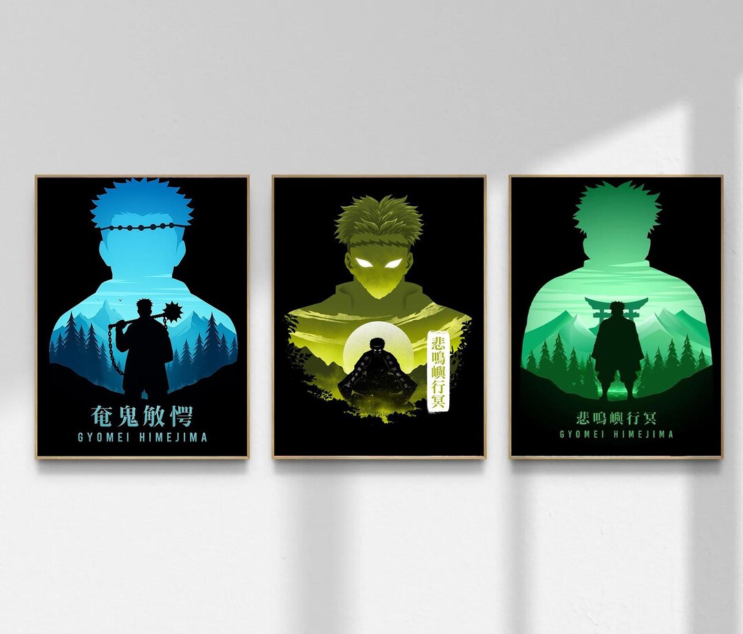 Gyomei Himejima Poster | Demon Slayer Wall Art | Stone Hashira Canvas ...