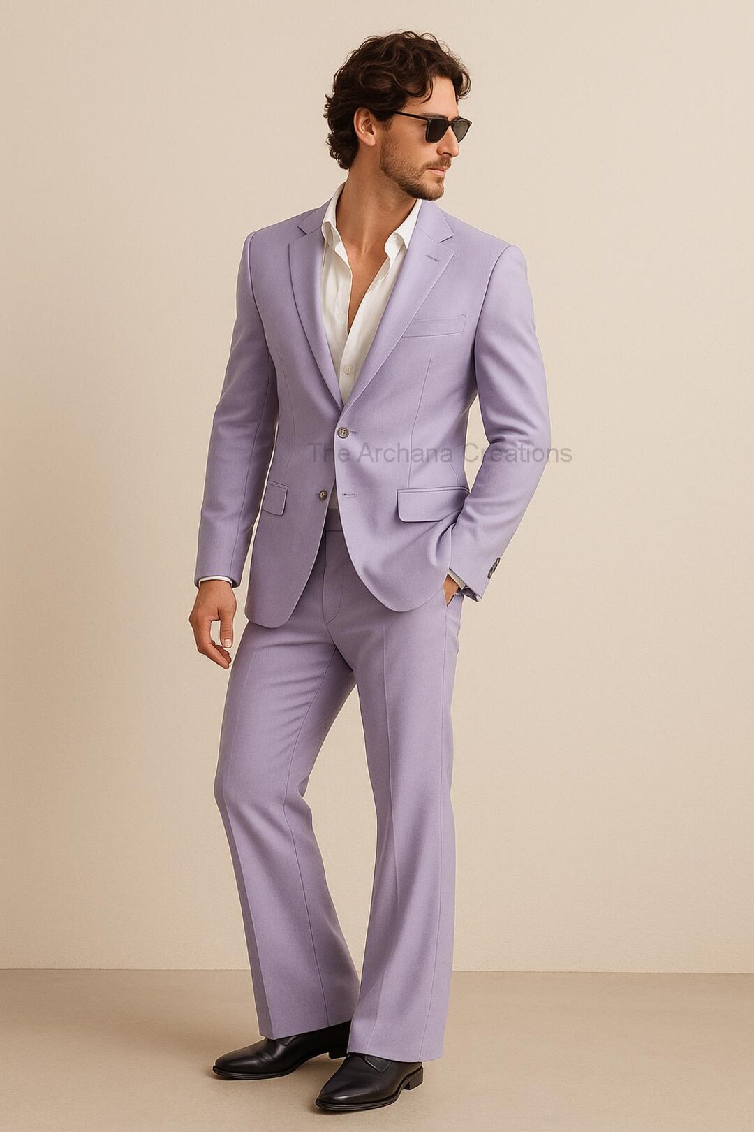 Lavender Bell Bottom Suit: 70s Style Wedding Groomsmen Outfit - Etsy
