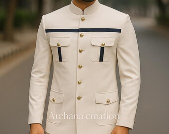 Off White Safari Suit for Men Hunting Style Coat & Pants Lightweight ...