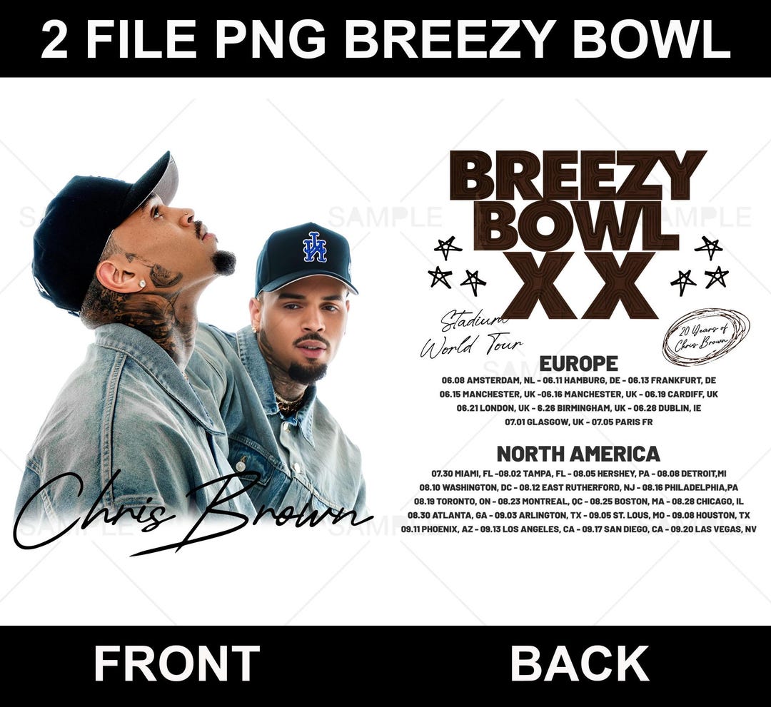 2 Chris Brown Breezy Bowl XX Tour 2025 PNG Design, Chris Brown Middle ...