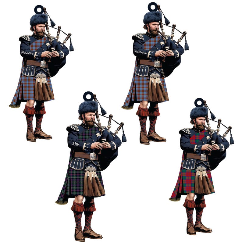 Scottish Bagpiper Christmas Ornament: Custom Clan Tartan Highland Gift ...