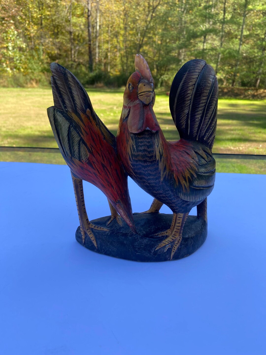 Vintage Resin Roosters Figurine - Etsy