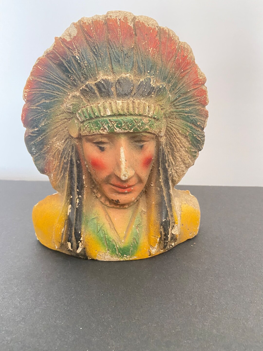 Chalk Ware Indian Chief Bust - Etsy