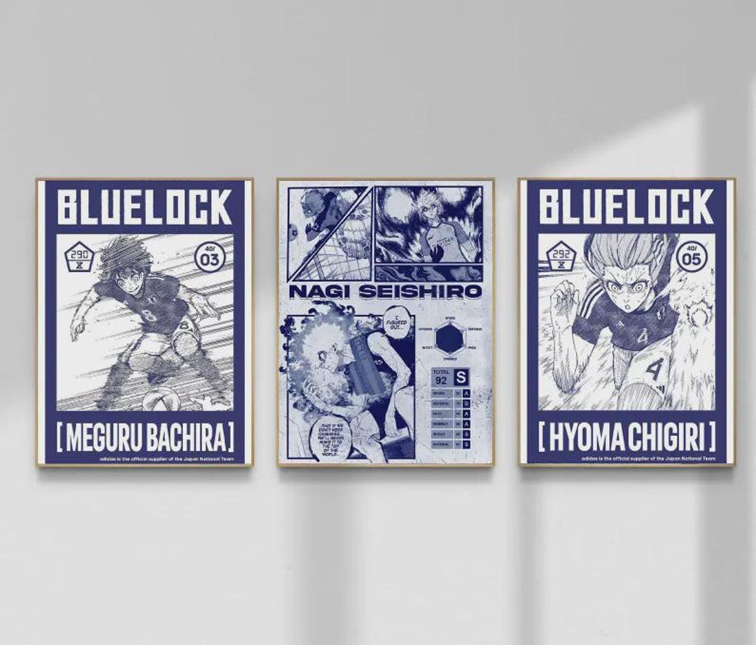 Blue Lock Anime Poster Set – Manga Wall Art, Chigiri, Bachira, Nagi ...