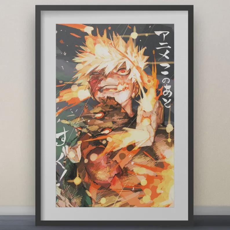 Bakugo Katsuki Anime Poster | My Hero Academia Wall Art | Explosive ...