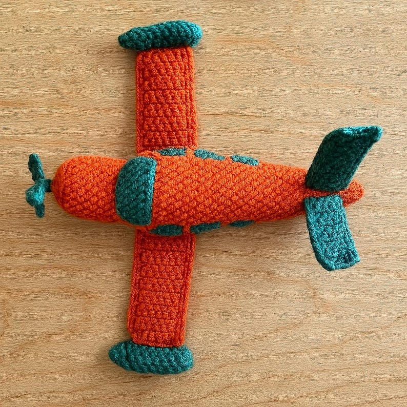 Crochet Plush Airplane Pattern – Amigurumi Bonanza V-tail Plane Toy ...