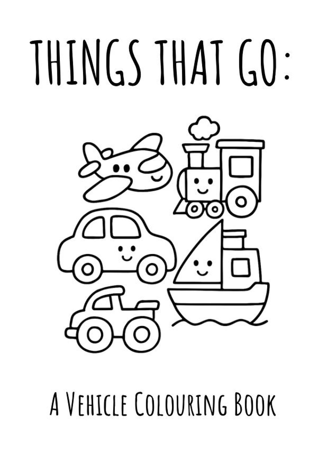 Things That Go! Coloring Book for Kids | Vehicles Printable PDF ...