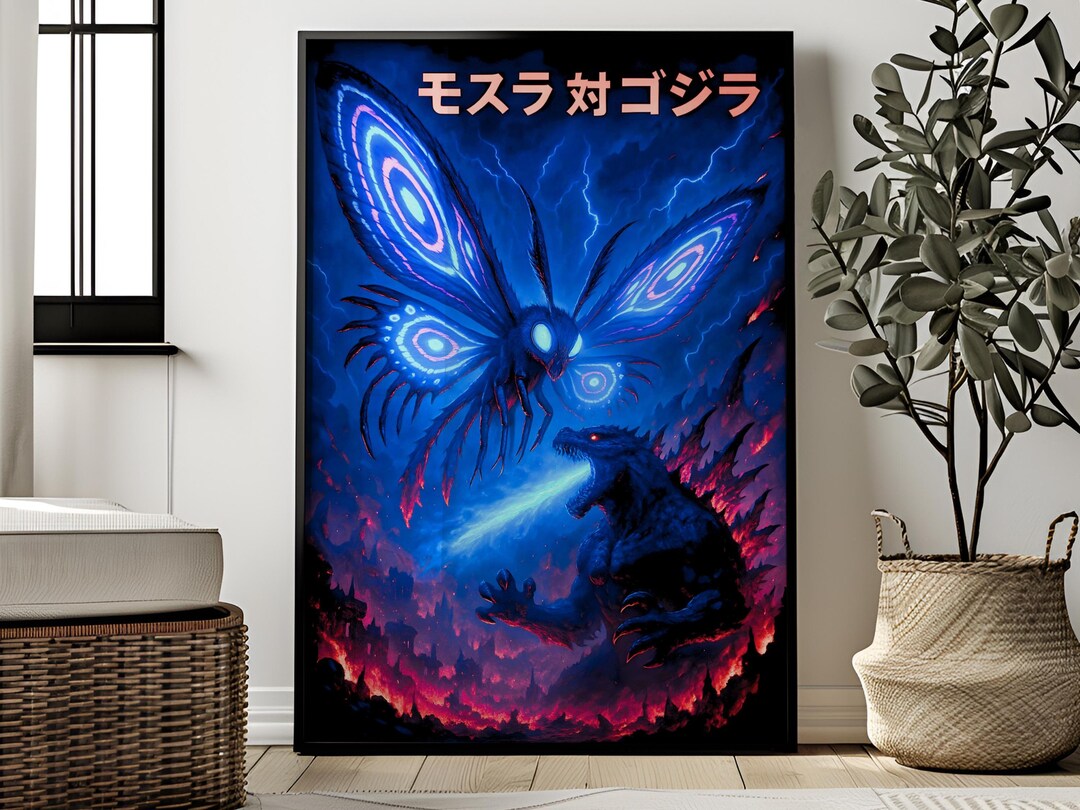 Godzilla Vs Mothra Poster: Japanese Kaiju Art Print - Etsy