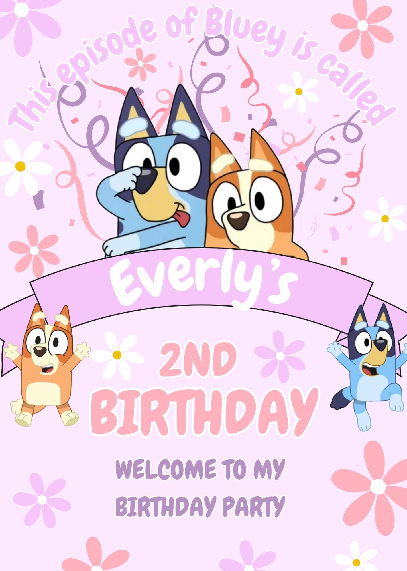 Bluey Girl Welcome to My Party Sign | Edit in Canva | Girly - Etsy