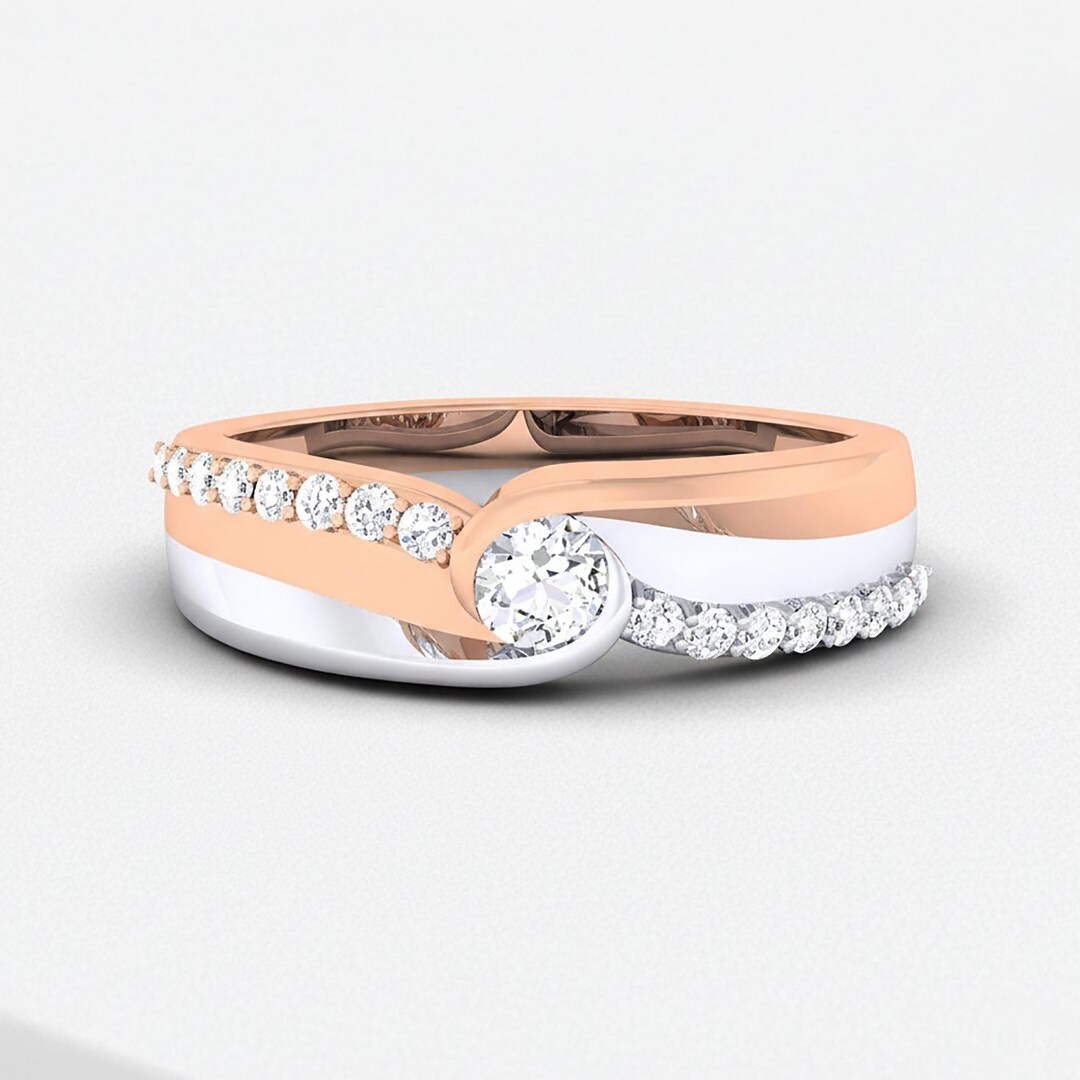 925 Sterling Silver Two Tone Crossover Moissanite Ring – Gifts for ...