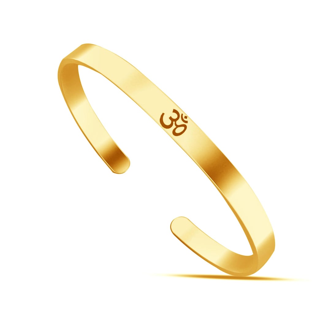 Gold Plated Om Symbol Kada, Spiritual Open Ended Bangle - Etsy
