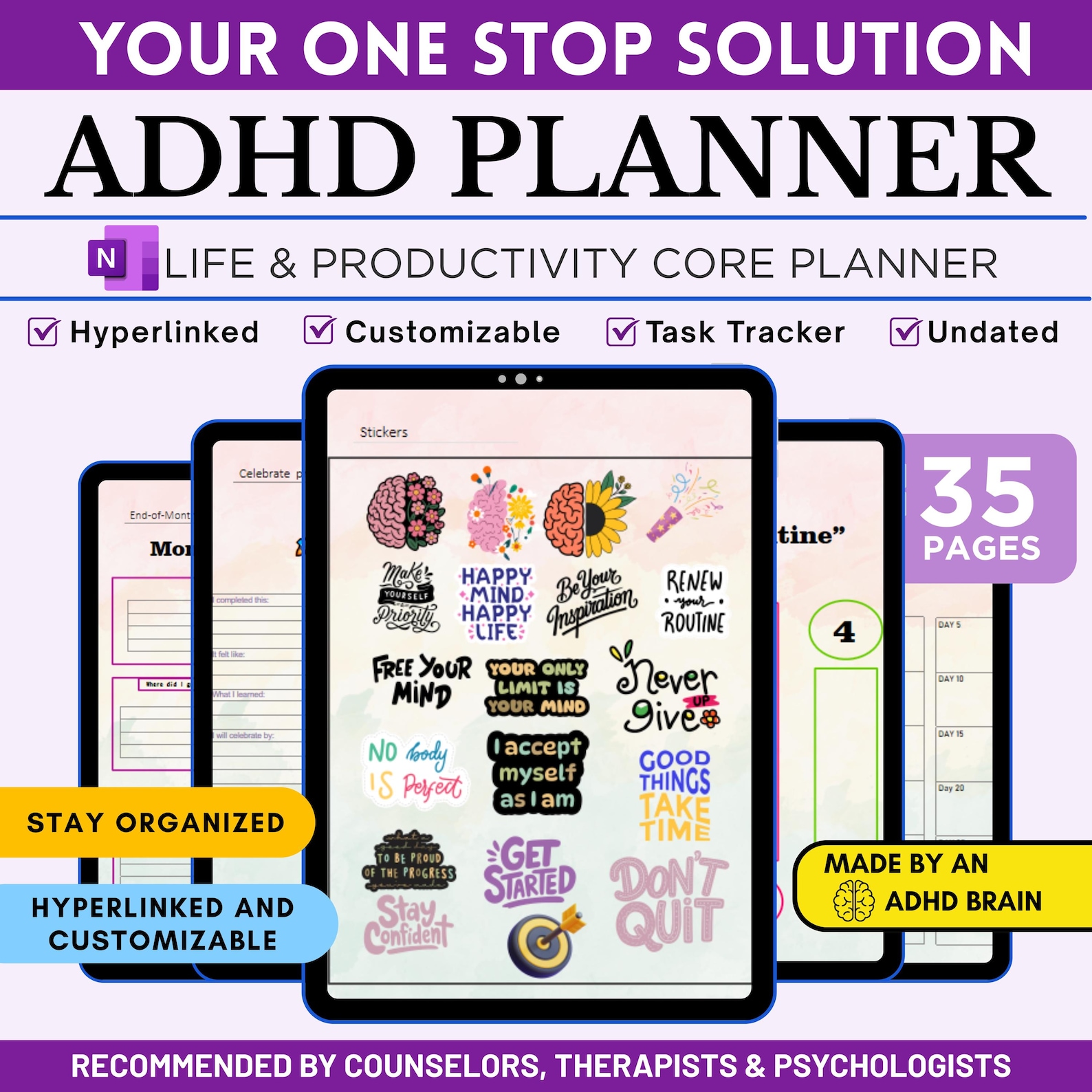 Onenote Planner – Editable Daily Routine Onenote Template for ADHD ...