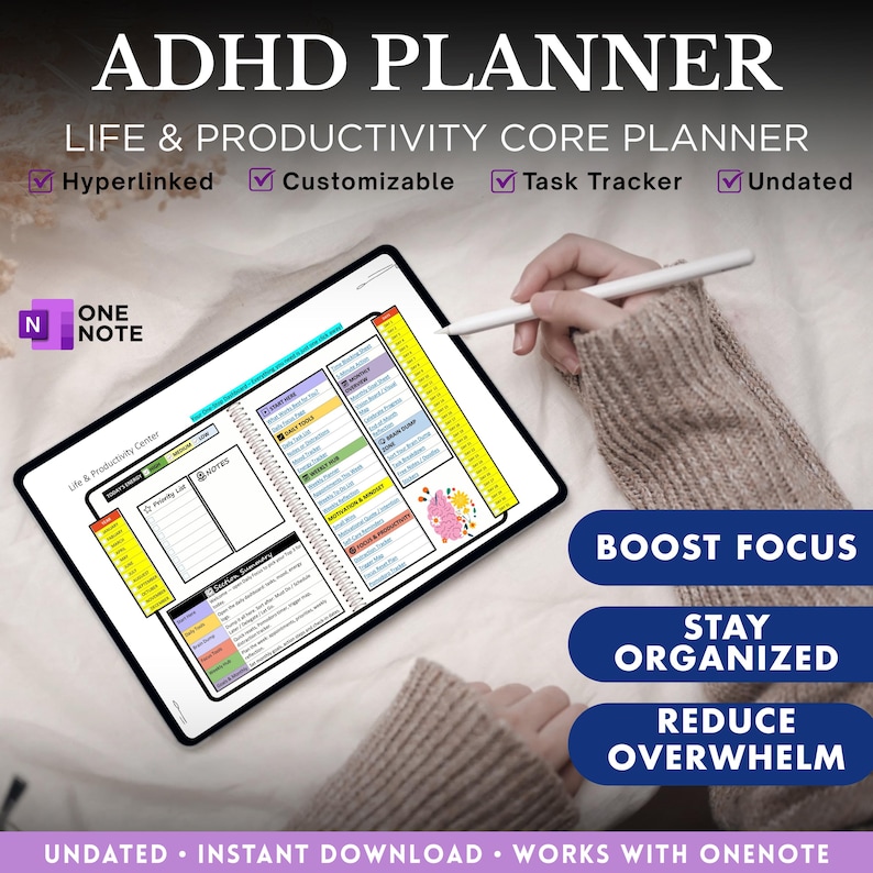 Onenote Planner – Editable Daily Routine Onenote Template for ADHD ...