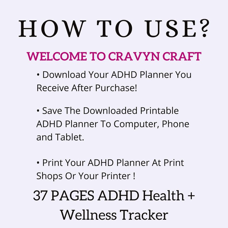 ADHD Planner Printable: Health & Wellness Tracker With Stickers (PDF ...