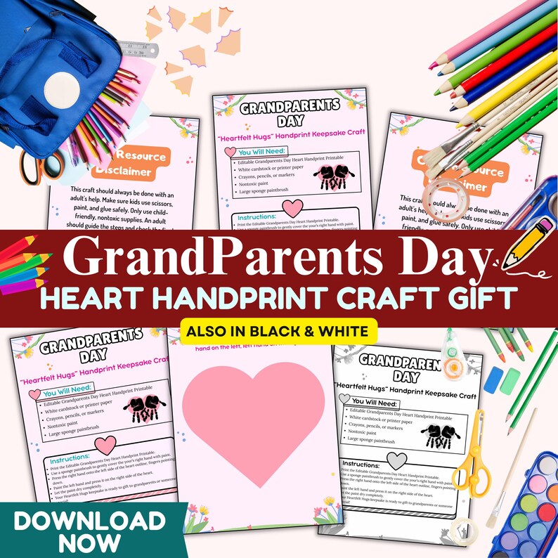 Grandparents Day Handprint Craft: Keepsake Gift (PDF Template) - Etsy
