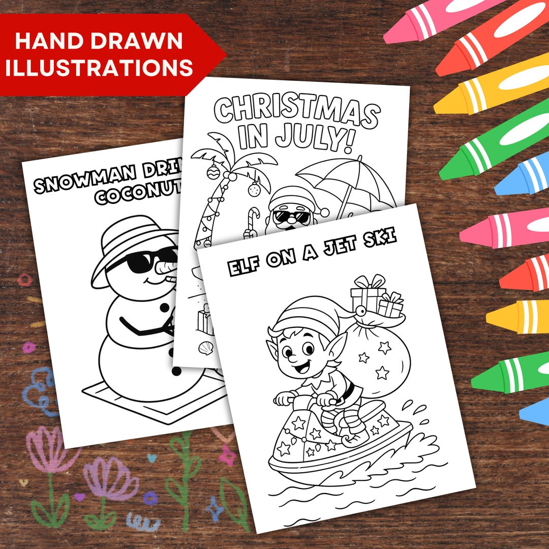Christmas in July Coloring Pages - Santa Coloring Book - Christmas ...