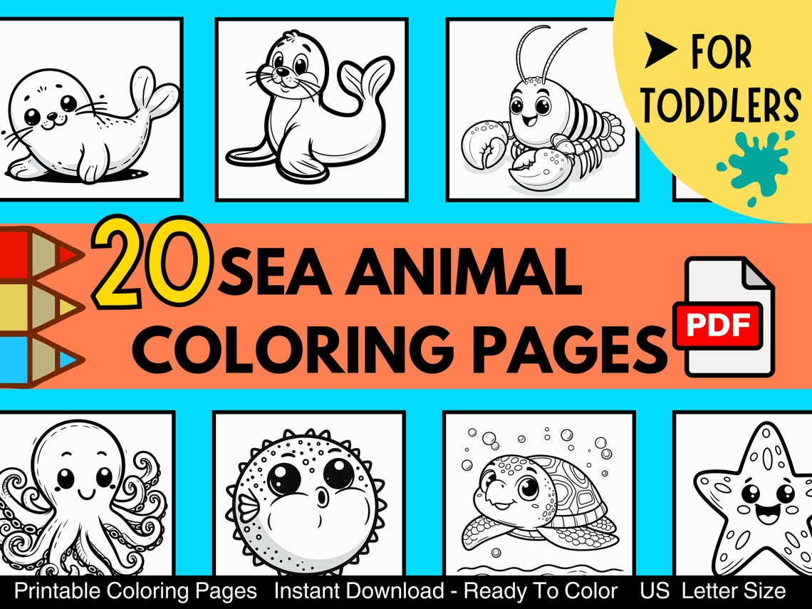 20 Printable Sea Creatures Coloring Pages for Kids – Toddler ...