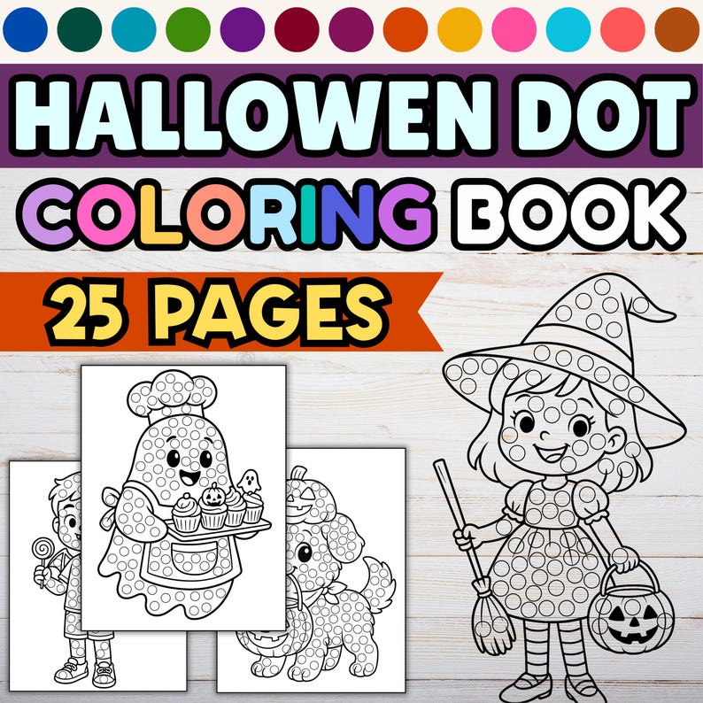 Halloween Dot Coloring Pages: Kids Bingo Dauber Activity (PDF Download ...