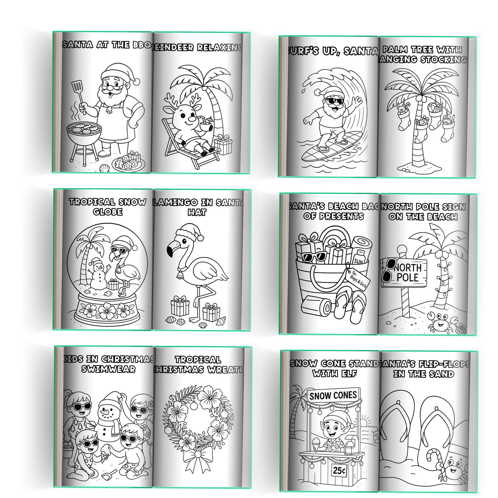 Christmas in July Coloring Pages - Santa Coloring Book - Christmas ...