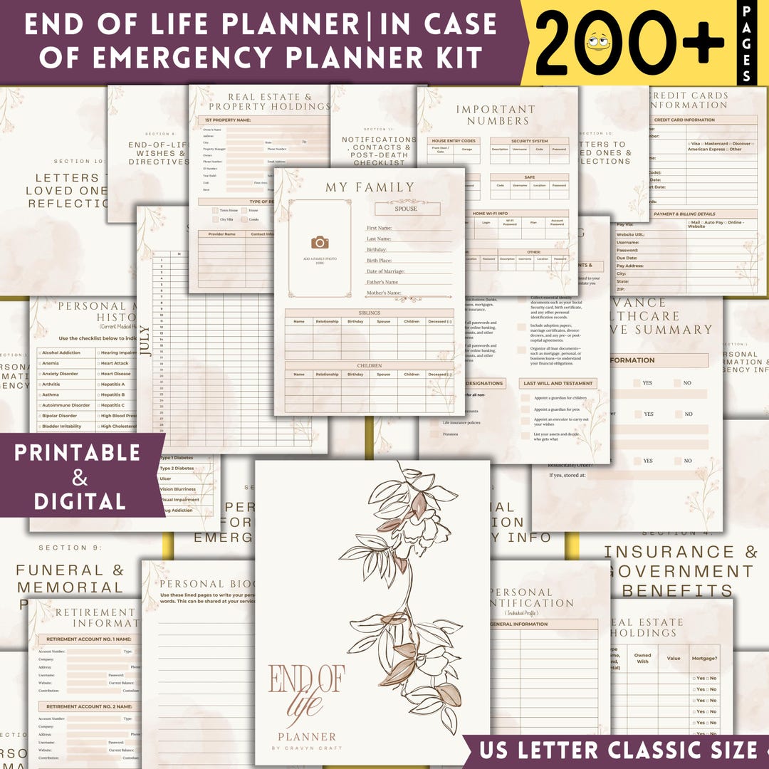 End of Life Planner Printable | Death Binder | Legacy Planner ...